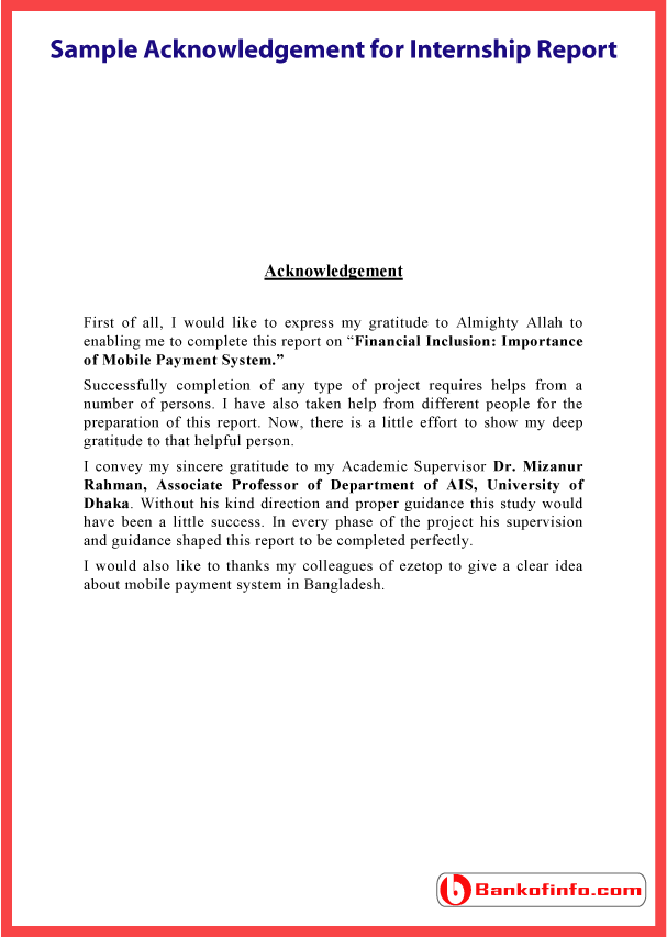 Acknowledgement Sample For Internship Report | templates free printable Acknowledgement Sample For Internship Report | templates free printable